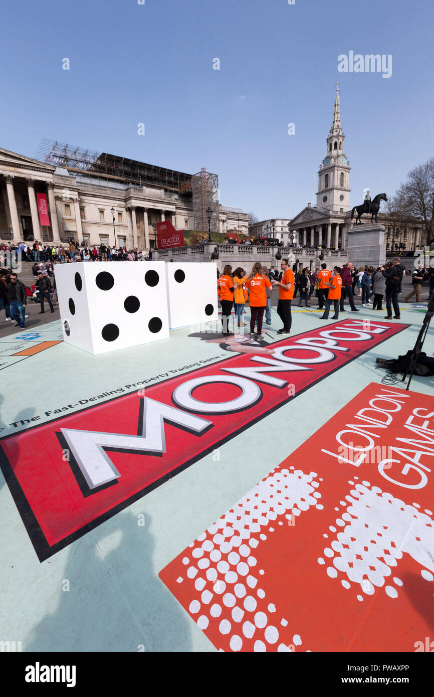 London, UK. 2nd April 2016. Giant Monopoly Board at the London Games ...