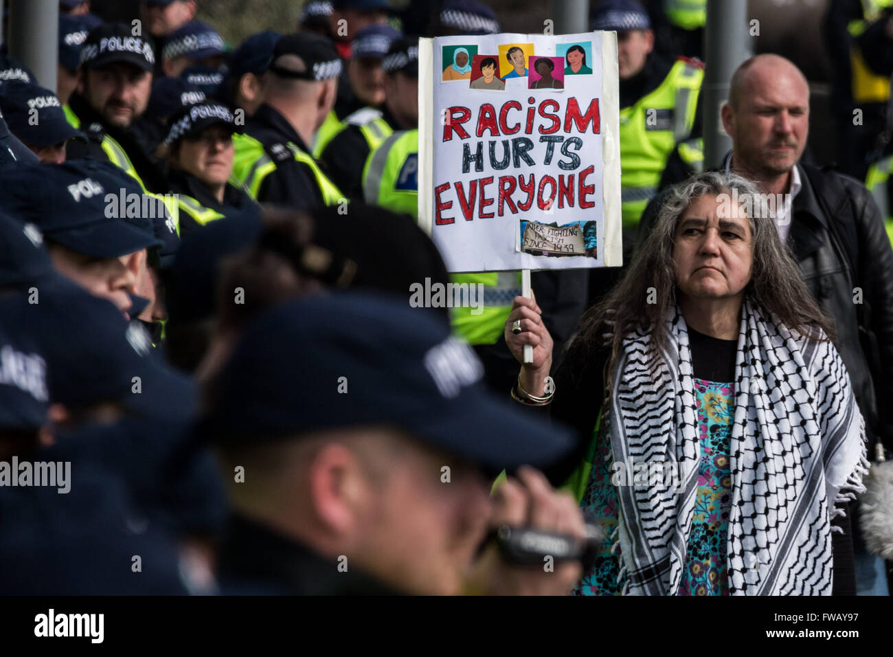 Port of Dover, Kent, UK. 2nd April, 2016. Anti-Fascist groups protest ...