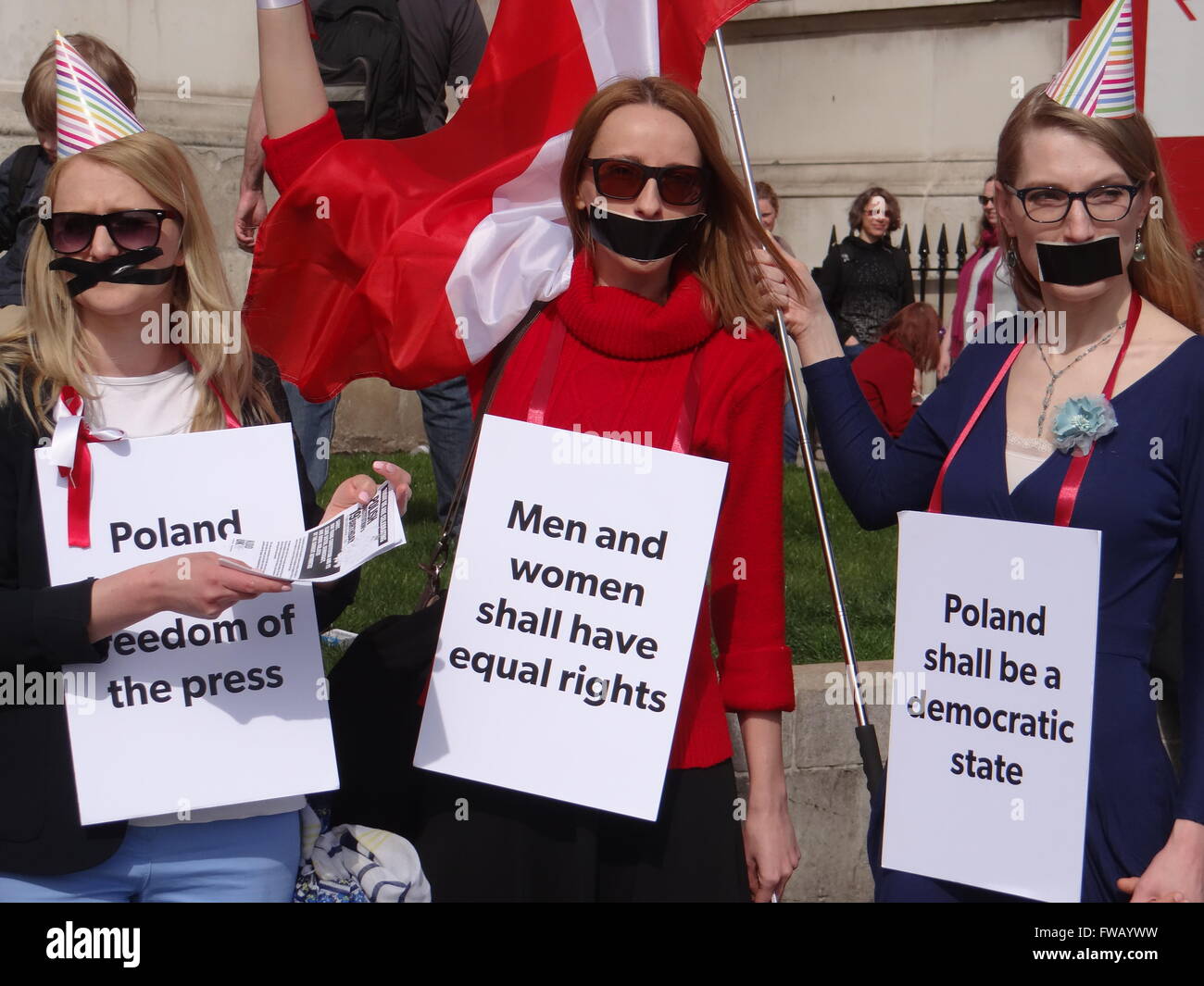 London, UK. 02nd Apr, 2016. Polish people protest Polish Constitution's ...