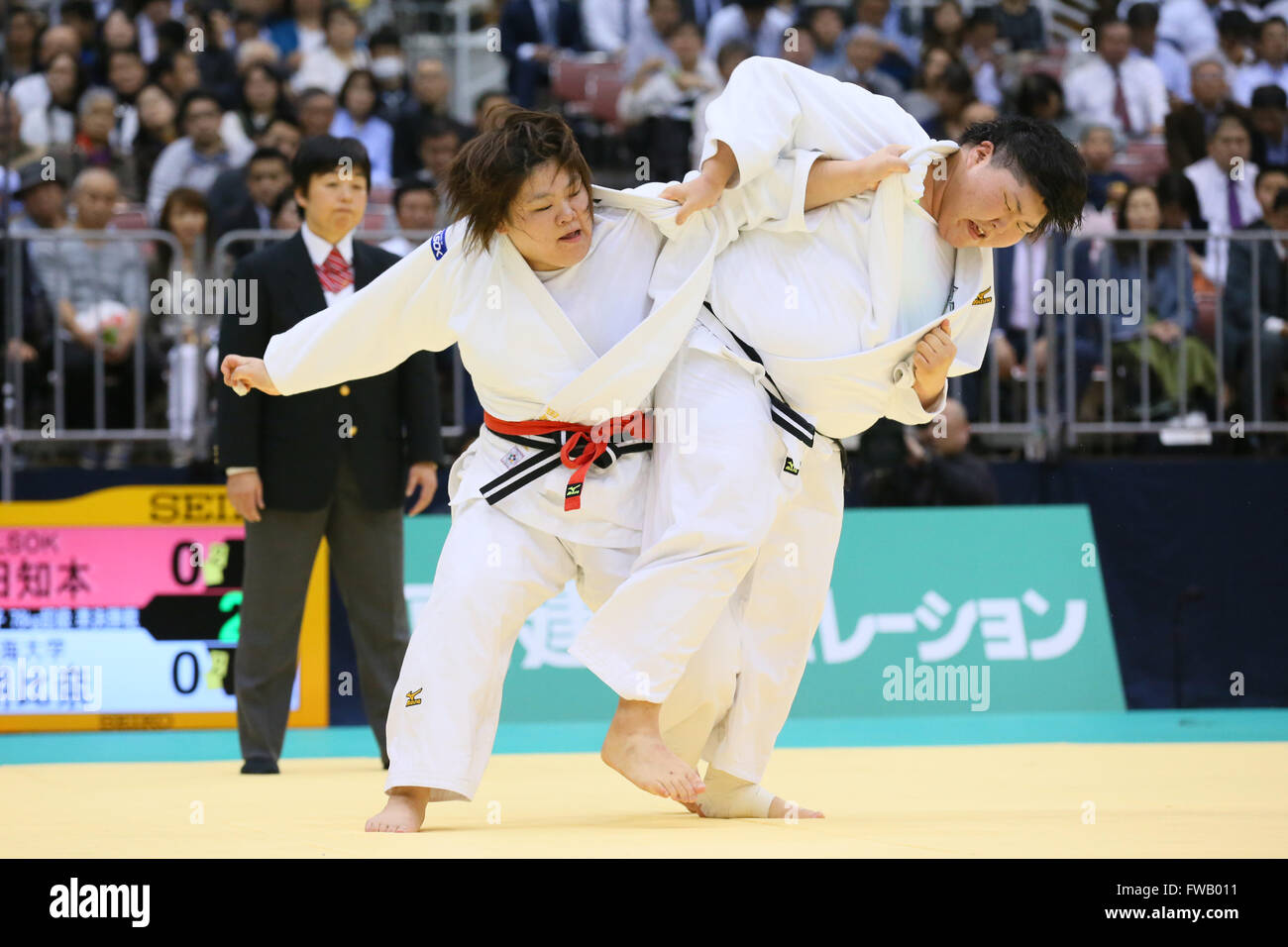 Fukuoka, Japan. 2nd Apr, 2016. (L to R) Megumi Tachimoto, Sara Asahina ...