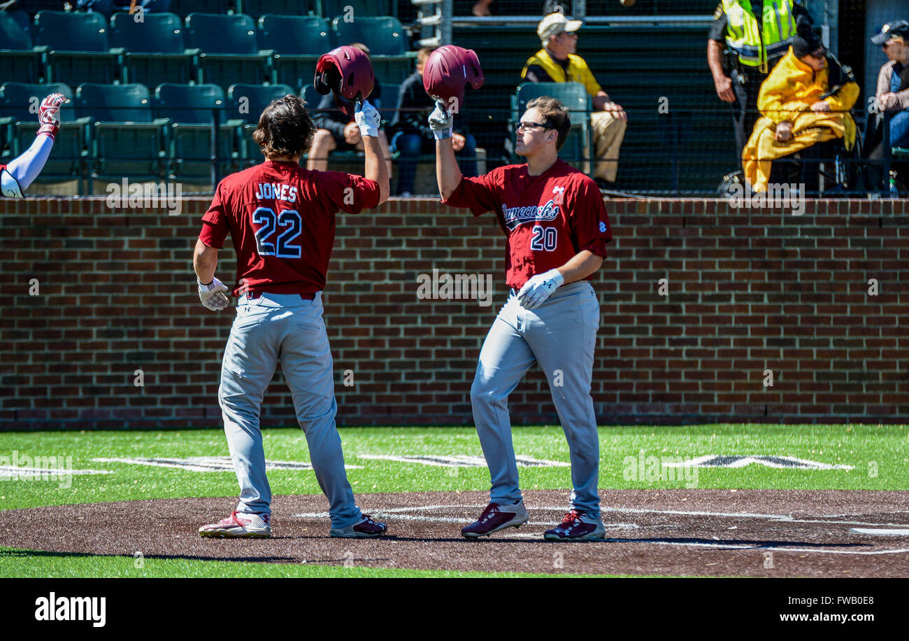 April 2, 2016 - John Jones #22 celebrates Jonah Bride #20 on his ...