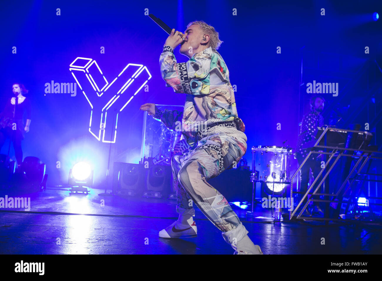 Manchester, UK. 2nd April, 2016. Olly Alexander, Mikey Goldsworthy and ...