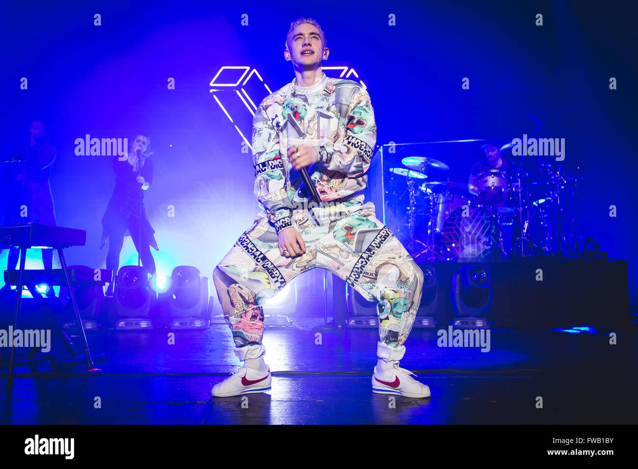 Manchester, UK. 2nd April, 2016. Olly Alexander, Mikey Goldsworthy and ...