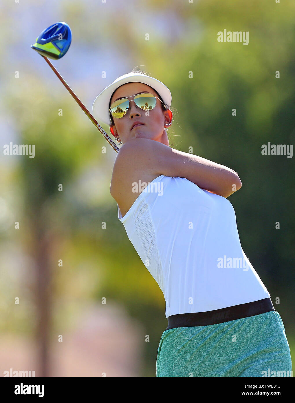 Rancho Mirage, California, USA. 02nd Apr, 2016. Michelle Wie hits a ...