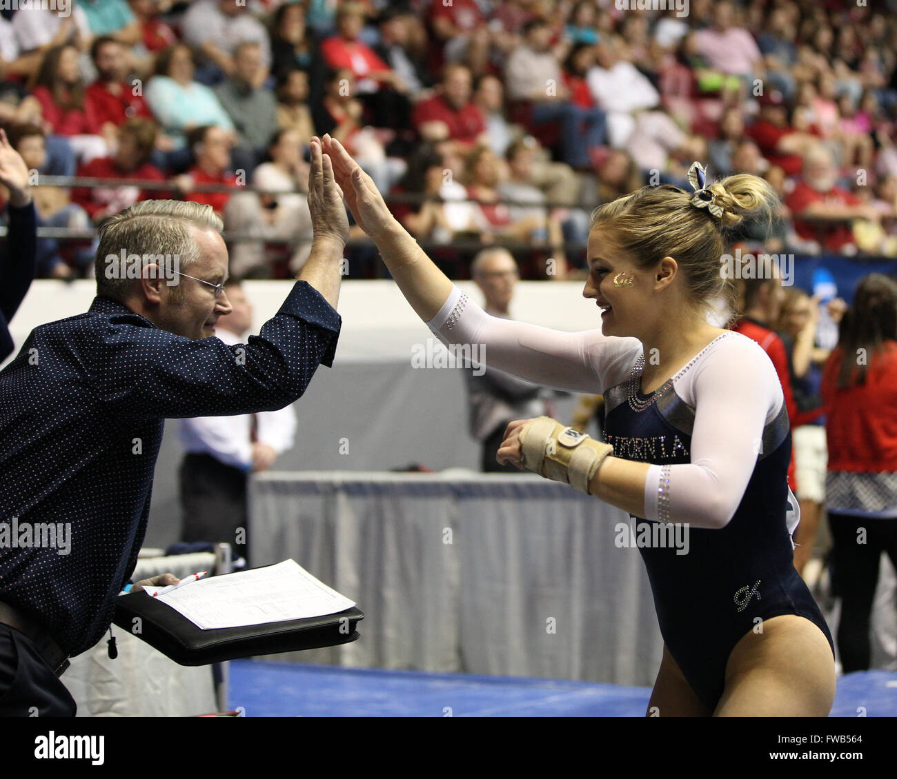 Jessica Howe, Jr. 2nd Apr, 2016., and coach Justin Howell after she ...