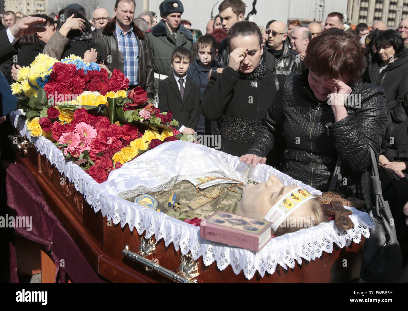 A funeral ceremony at the Independence Square in Kiev, Ukraine, 3 April ...