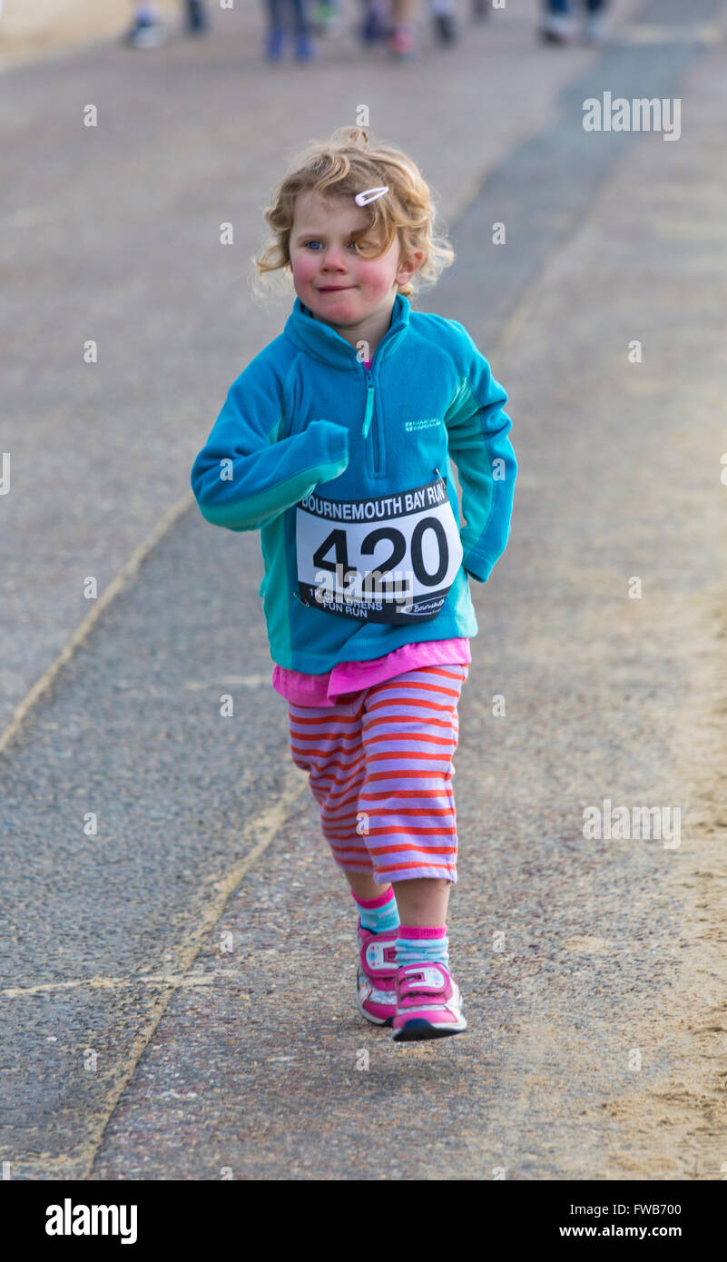 Bournemouth, Dorset, UK 3 April 2016. Children taking part in the 1k ...