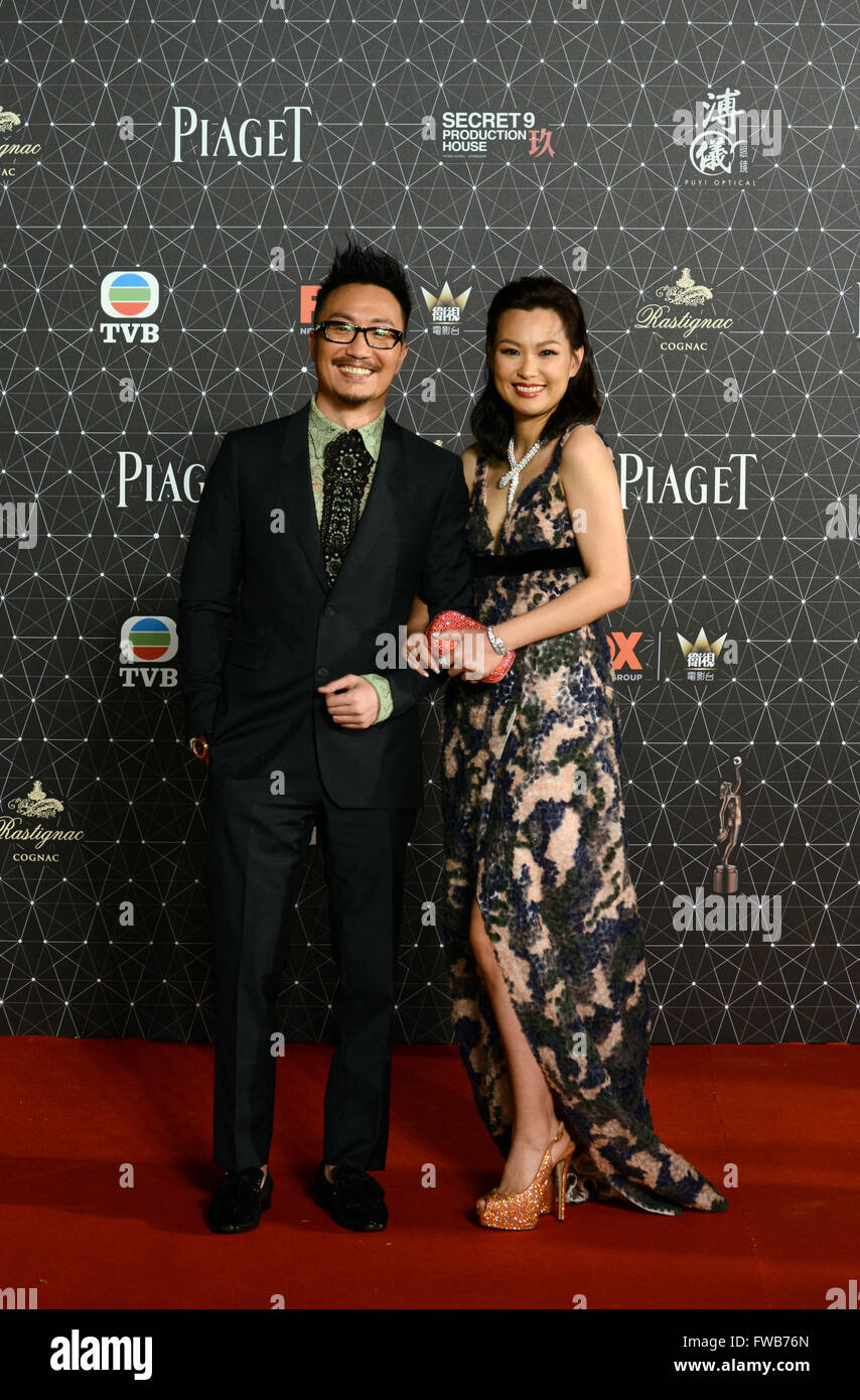 Hong Kong, China. 3rd Apr, 2016. Actor Ronald Cheng and his wife pose ...