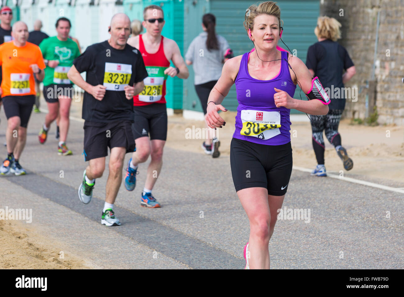 Bournemouth, Dorset, UK 3 April 2016. Runners taking part in the half ...