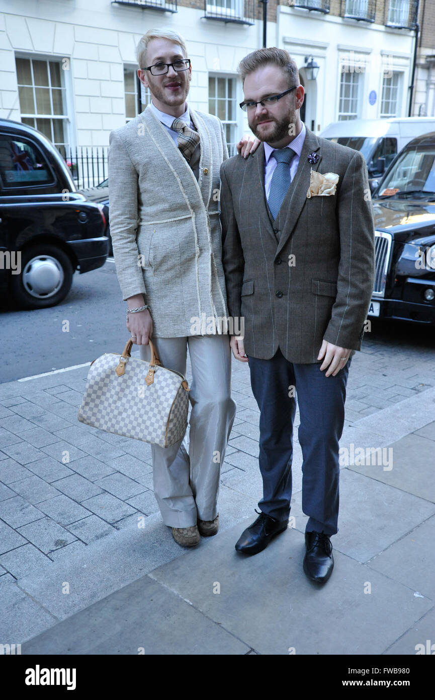 Lewis-Duncan Weedon and Glen Chapman, arrive at the Ritz in London to ...