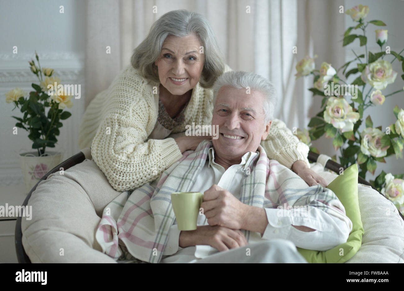 Elderly people with tea Stock Photo - Alamy