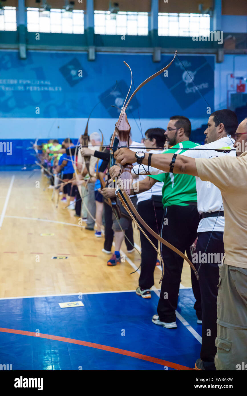 indoors archery match Stock Photo - Alamy