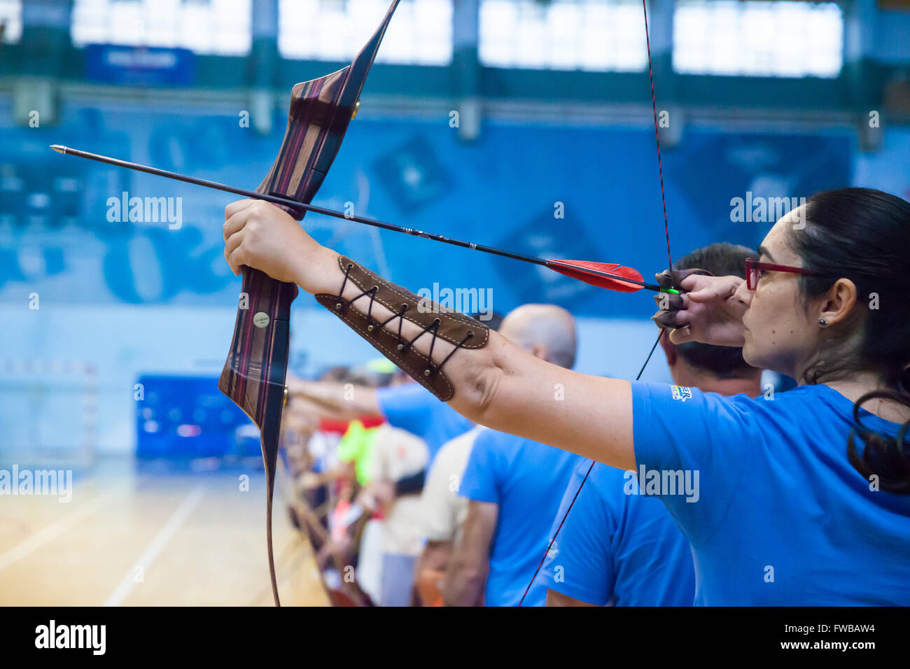 indoors archery match Stock Photo - Alamy