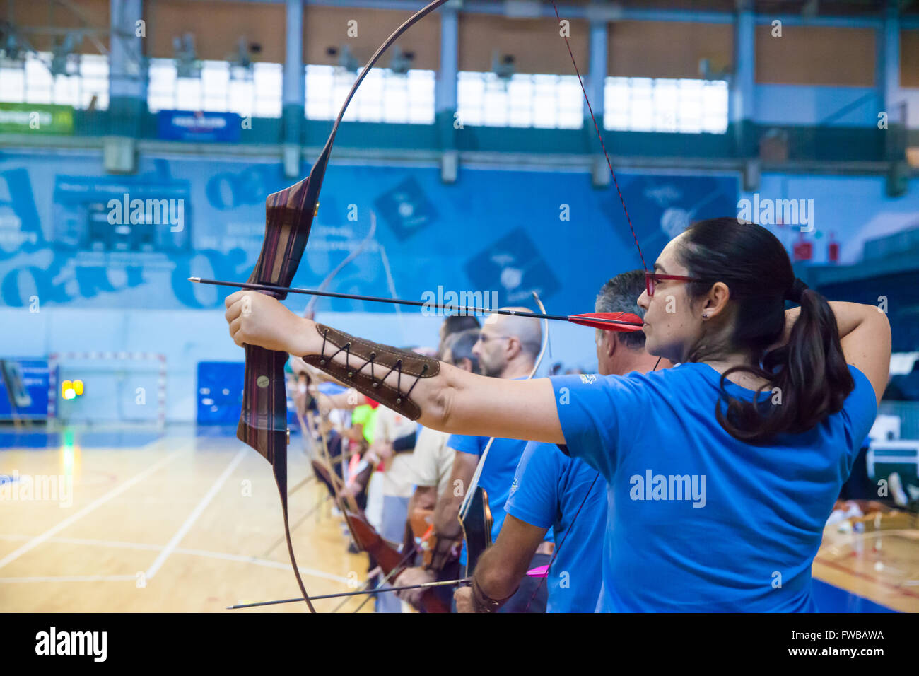 indoors archery match Stock Photo - Alamy