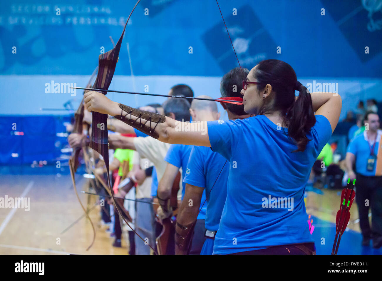 indoors archery match Stock Photo - Alamy