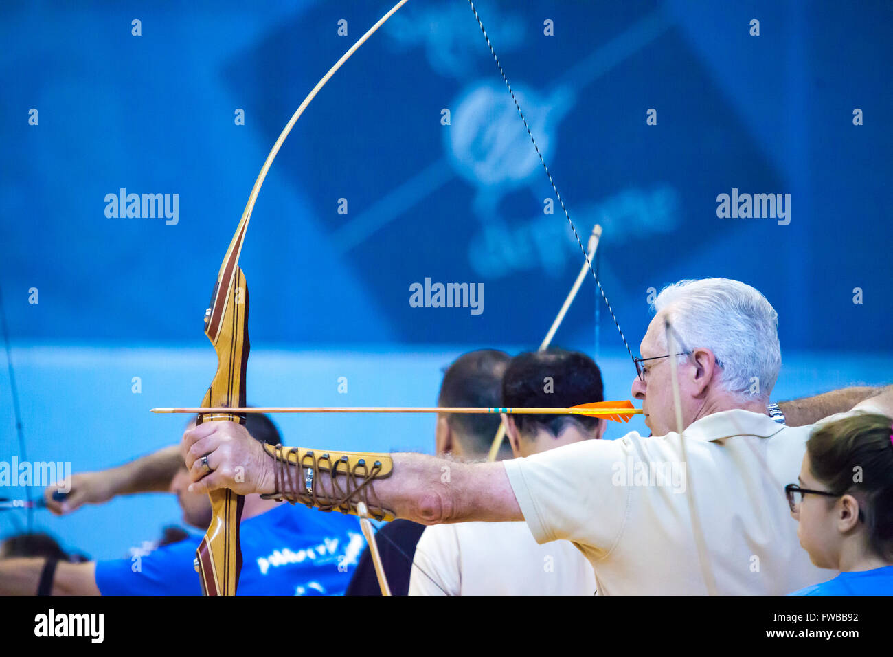 indoors archery match Stock Photo - Alamy