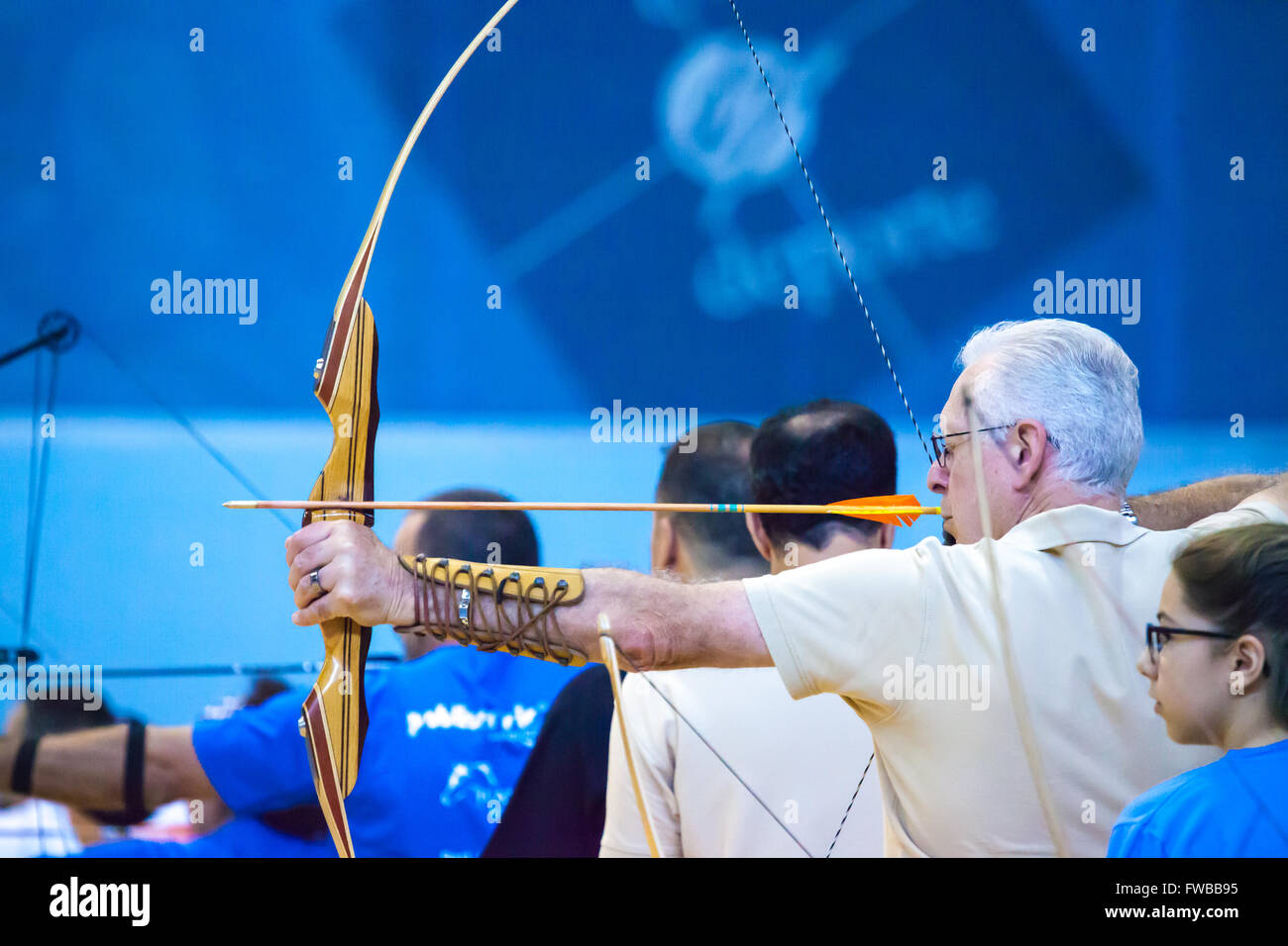 indoors archery match Stock Photo - Alamy