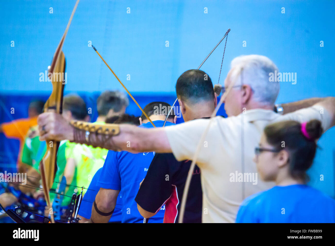 indoors archery match Stock Photo - Alamy