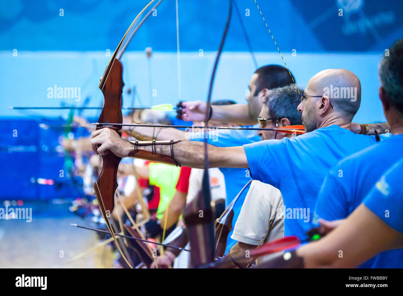 indoors archery match Stock Photo - Alamy