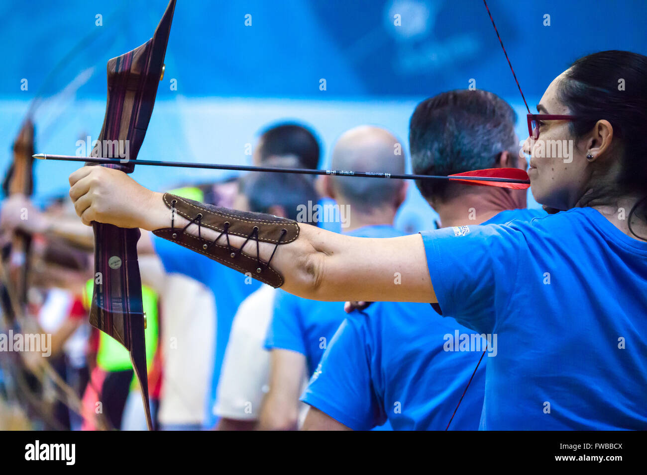 indoors archery match Stock Photo - Alamy