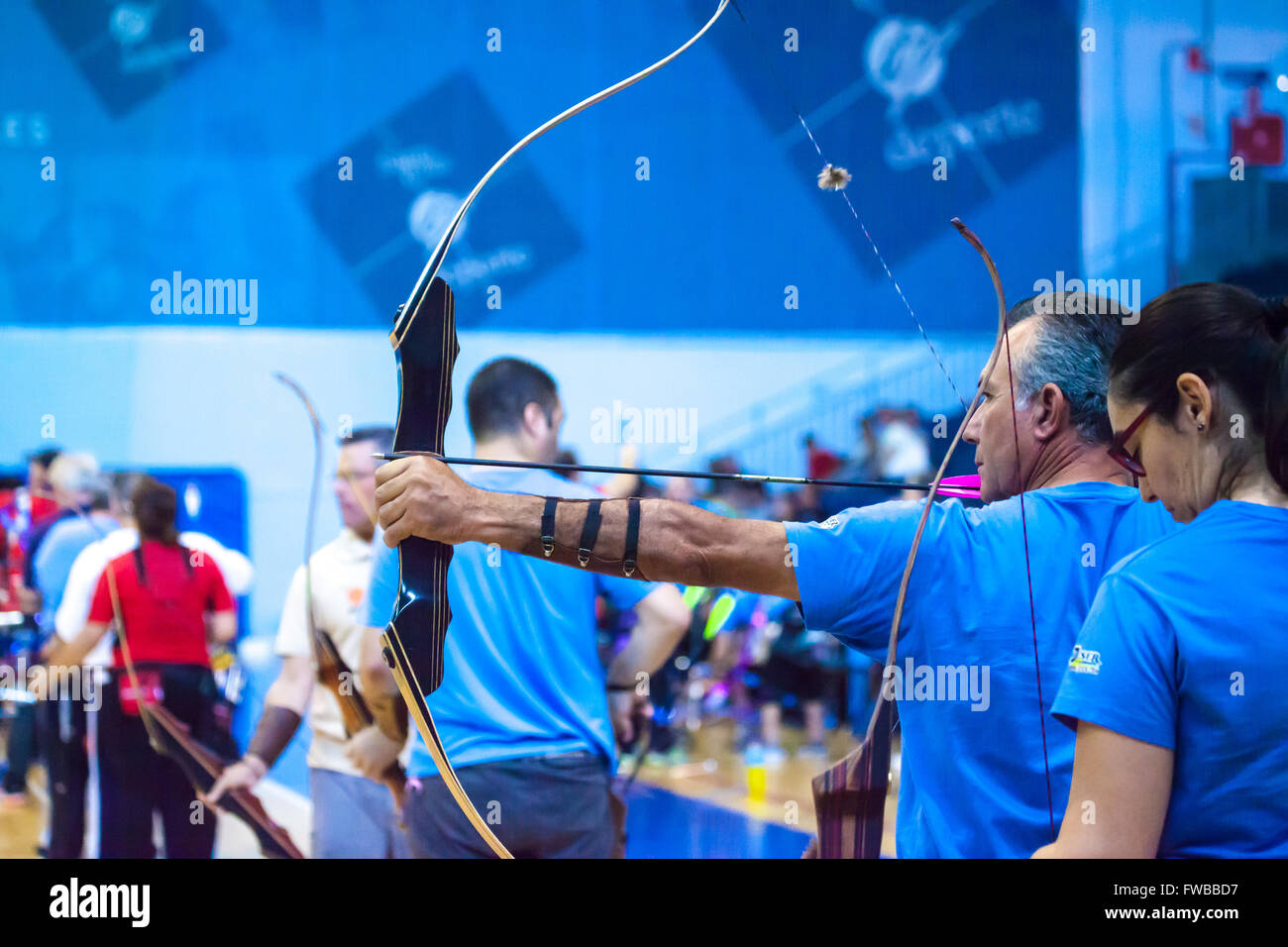 indoors archery match Stock Photo - Alamy
