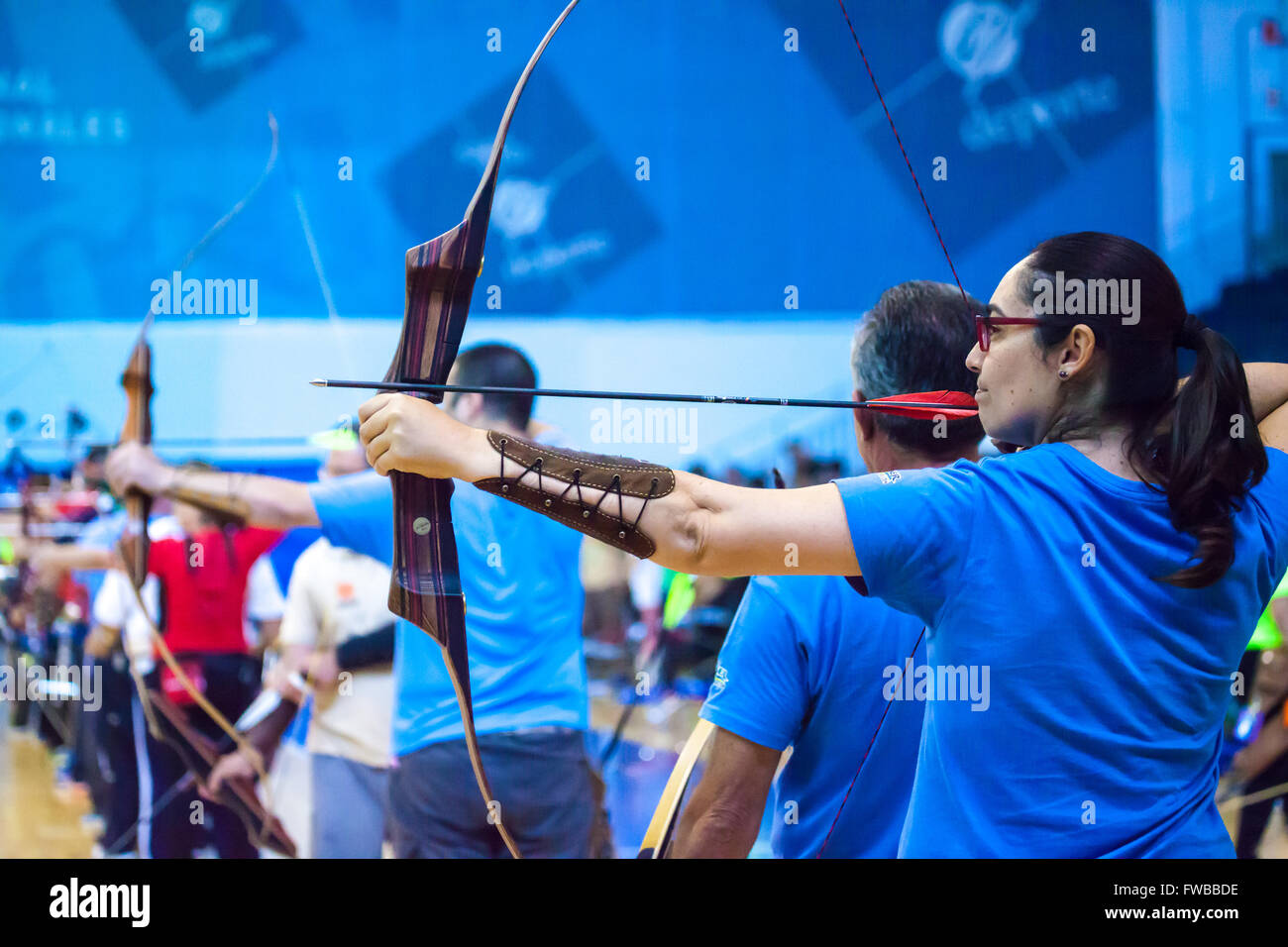 indoors archery match Stock Photo - Alamy