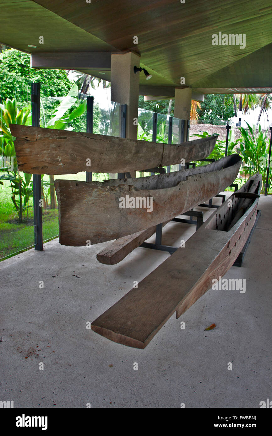Tahiti, French Polynesia, ancient boats at the Museum of Tahiti and her ...