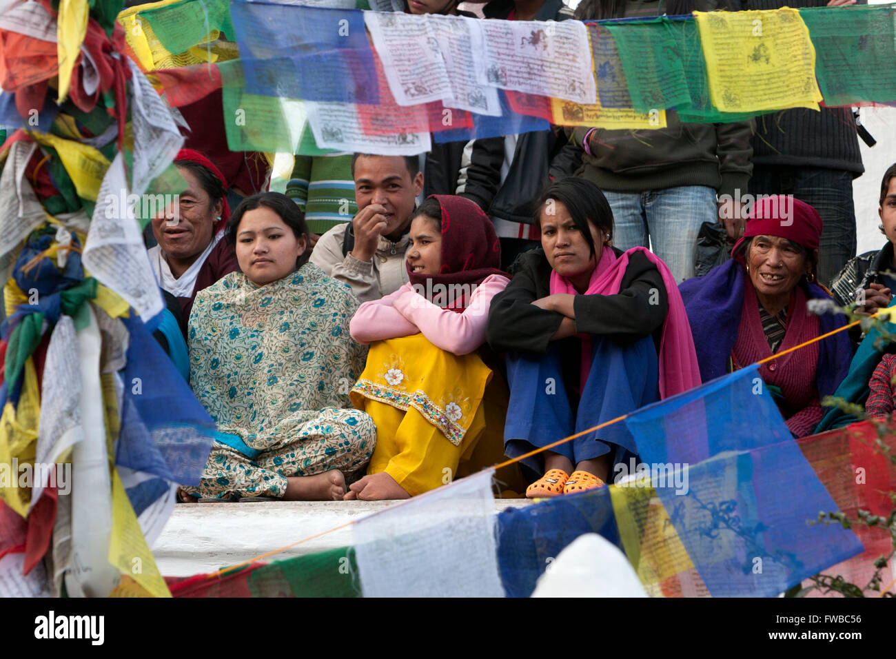 Bodhnath, Nepal. Nepalese Crowd Watching Dancers at a Wedding ...