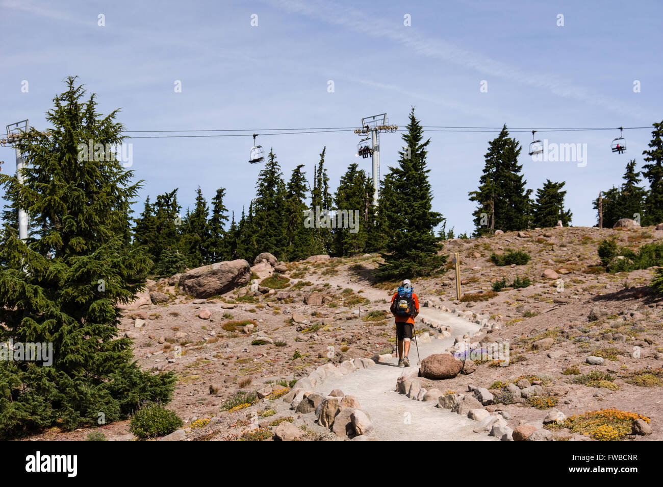 Ski lift at Timberline Lodge ski resort. Mt Hood. Oregon Stock Photo ...