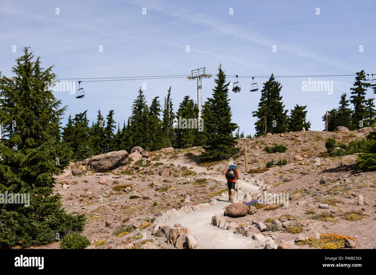 Ski lift at Timberline Lodge ski resort. Mt Hood. Oregon Stock Photo ...