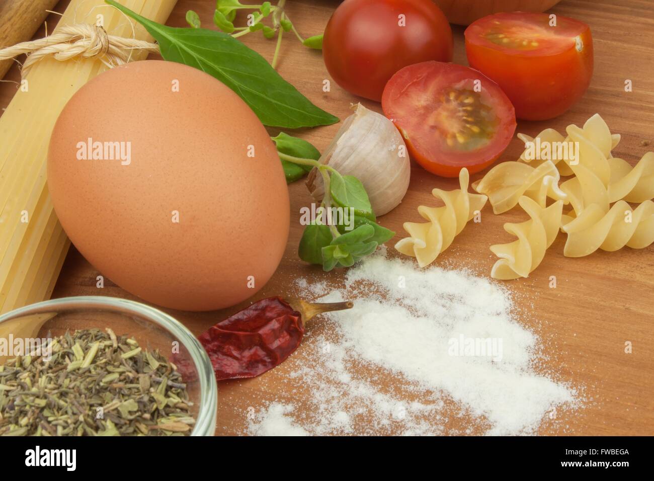 Homework pasta foods. Ingredients for cooking, spread out on the ...