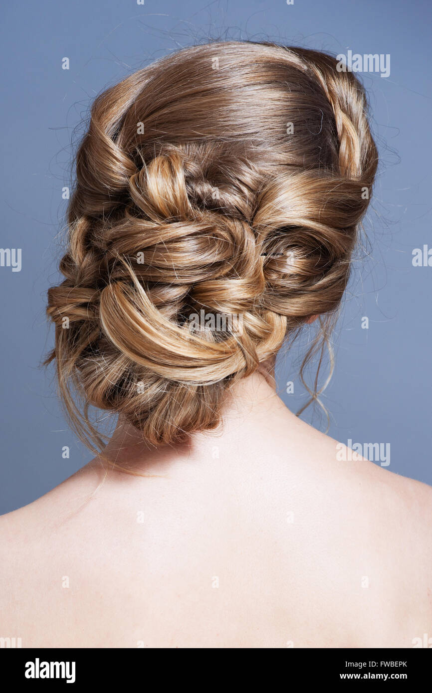 Beauty hair. Hairstyle back view isolated on gray Stock Photo - Alamy
