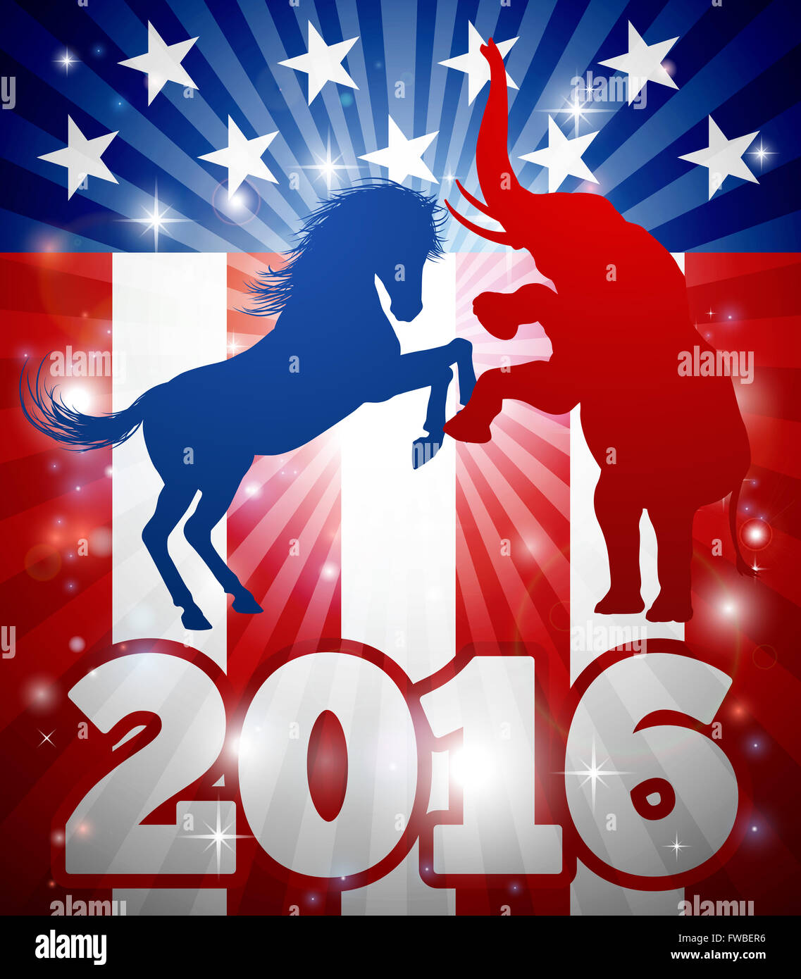 Mascot animals of American democratic and republican parties, blue ...