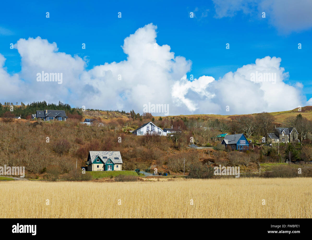 Houses in the village of Dervaig, Isle of Mull, Inner Hebrides, Argyll ...