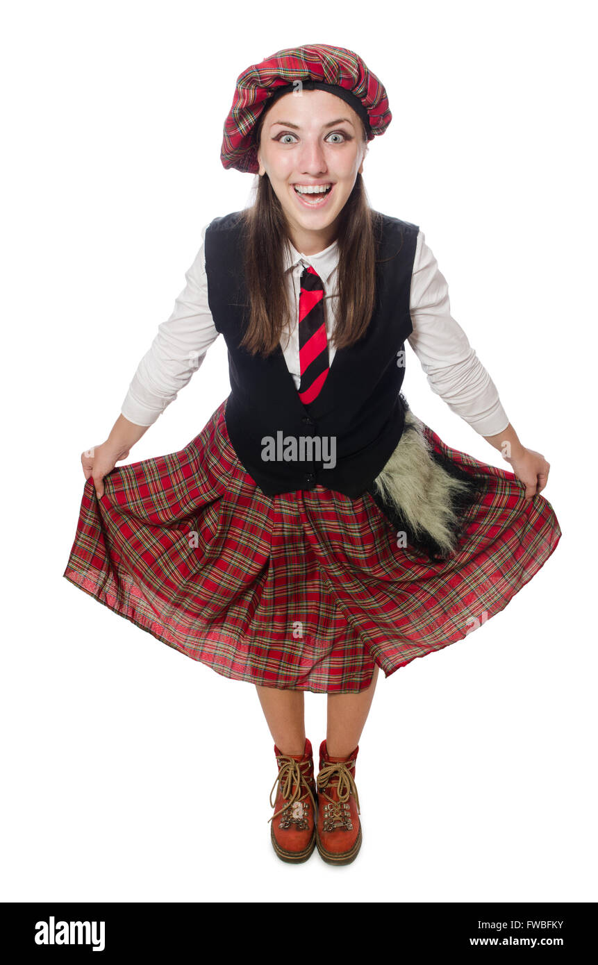 Scottish woman isolated on the white background Stock Photo - Alamy
