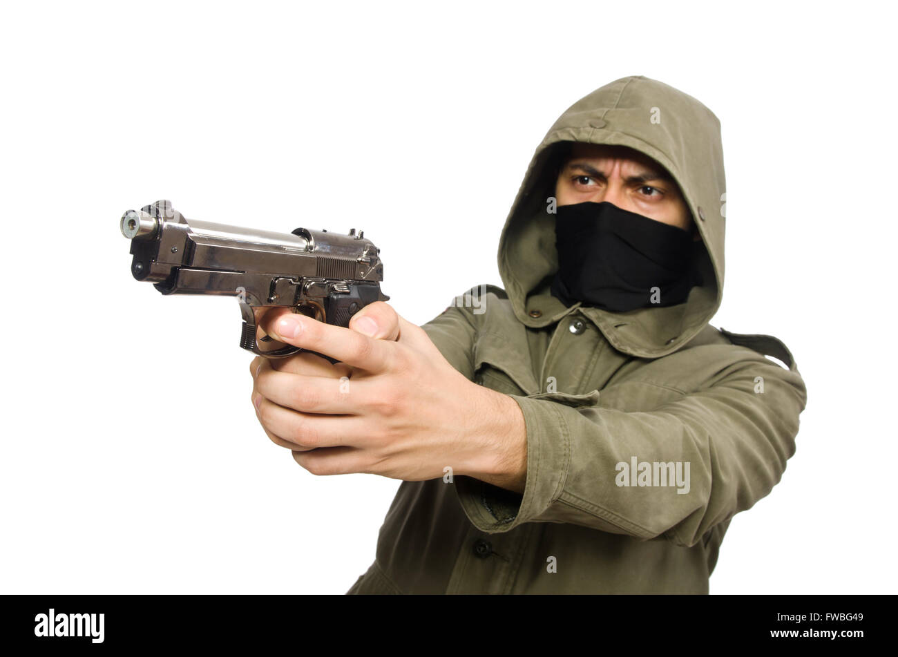 Masked man in criminal concept on white Stock Photo - Alamy