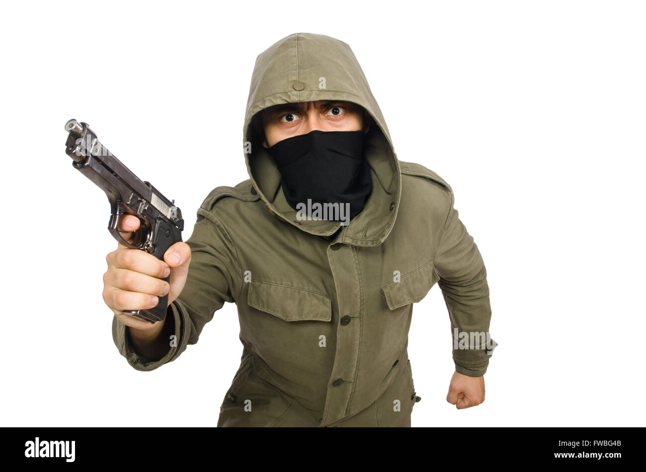 Masked man in criminal concept on white Stock Photo - Alamy