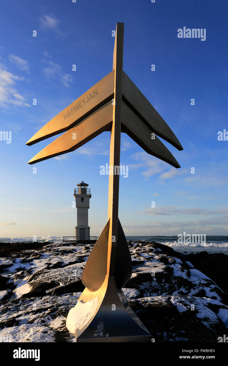 The Hafmeyjan (Mermaid Sculpture), Akranes town, Snaefellsnes Peninsula ...