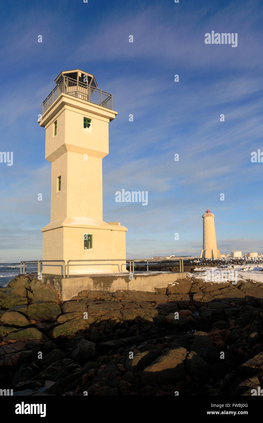 The (old) Akranesviti lighthouse, Akranes town, Snaefellsnes Peninsula ...