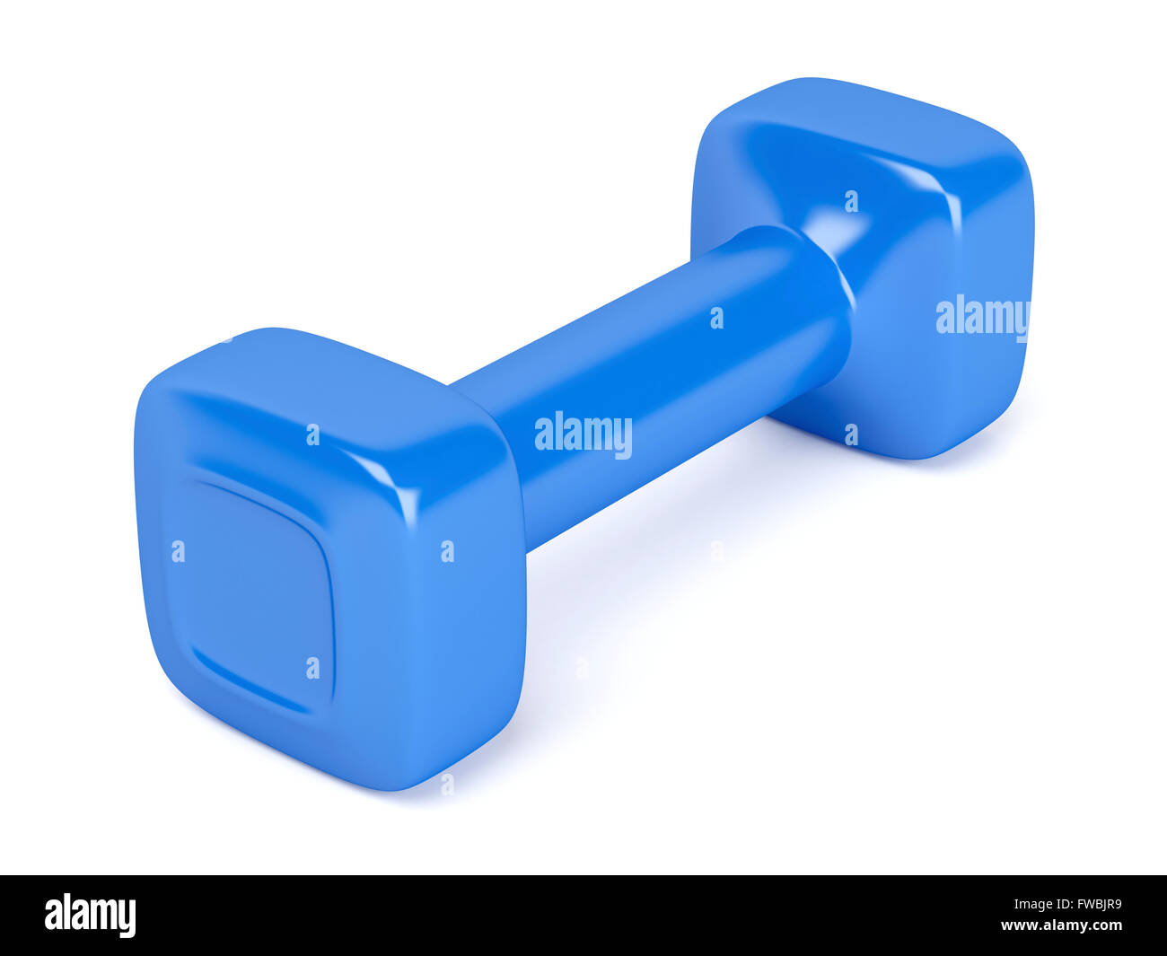 Blue dumbbell on white background Stock Photo - Alamy