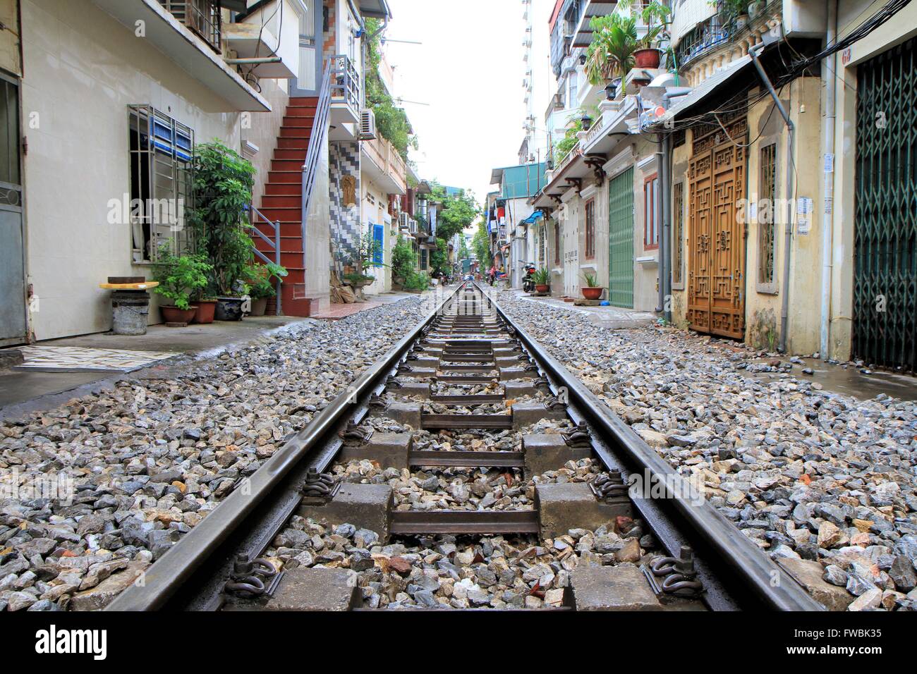 Railway tracks in Hanoi, Vietnam, Asia Stock Photo - Alamy