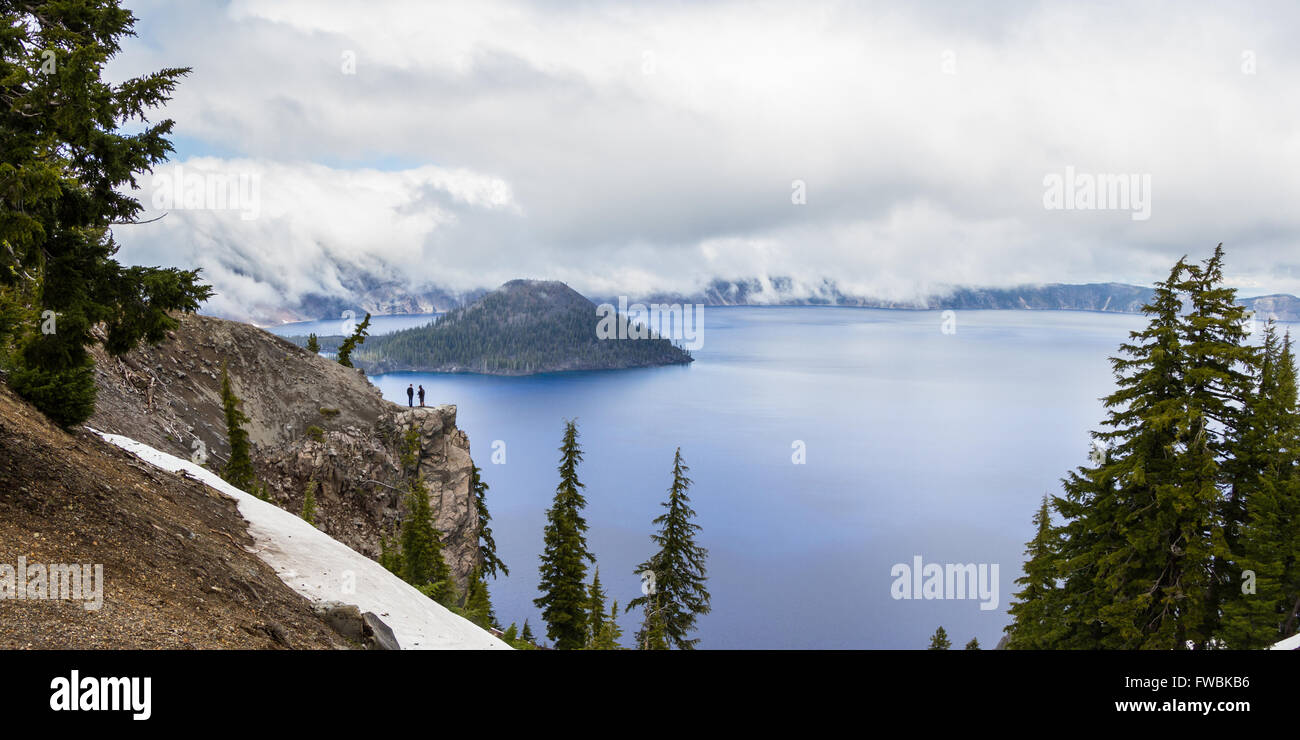 beautiful landscape with a mysterious fog creeping down into the Lake ...