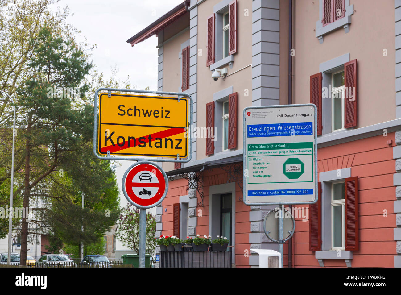 The national border between Germany and Switzerland in Konstanz city ...