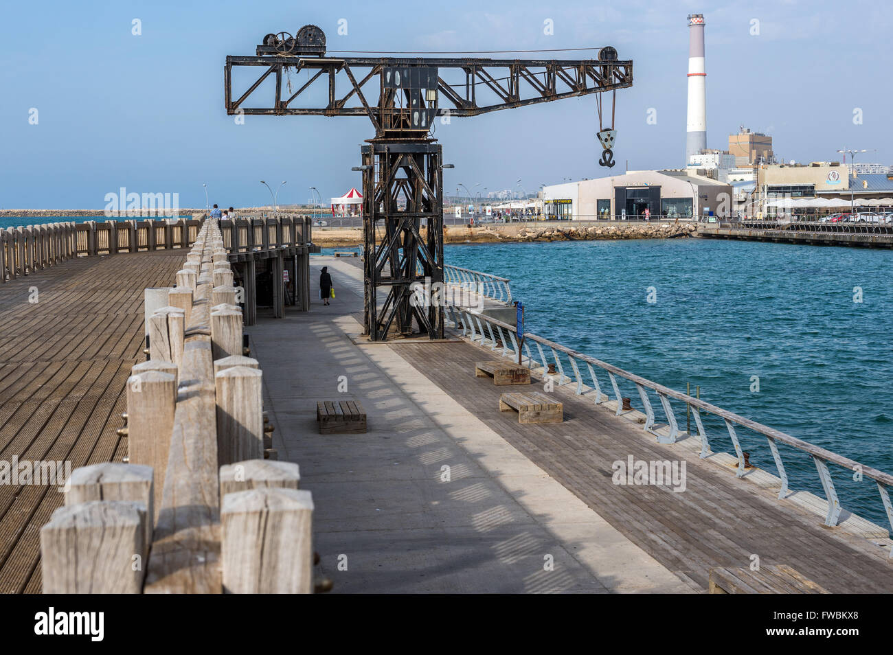 restored hammerhead crane in Tel Aviv Port district, Tel Aviv city ...