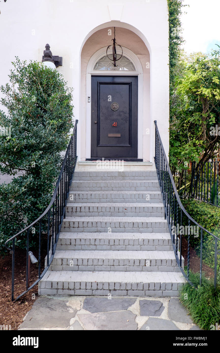 Stairs leading to house in historic Charleston, South Carolina, USA ...
