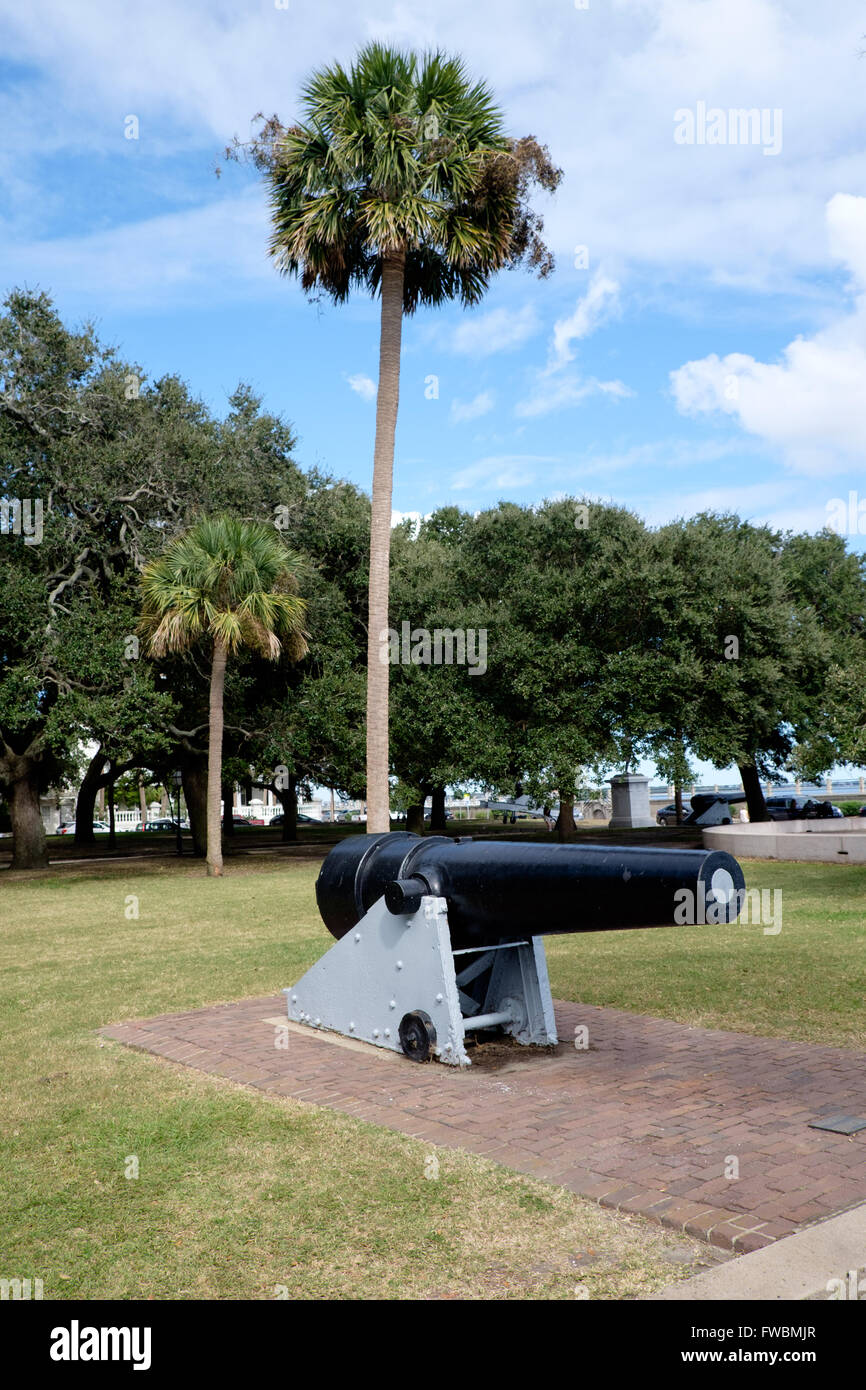 Cannon and cannonballs at The Battery, historic Charleston, South ...