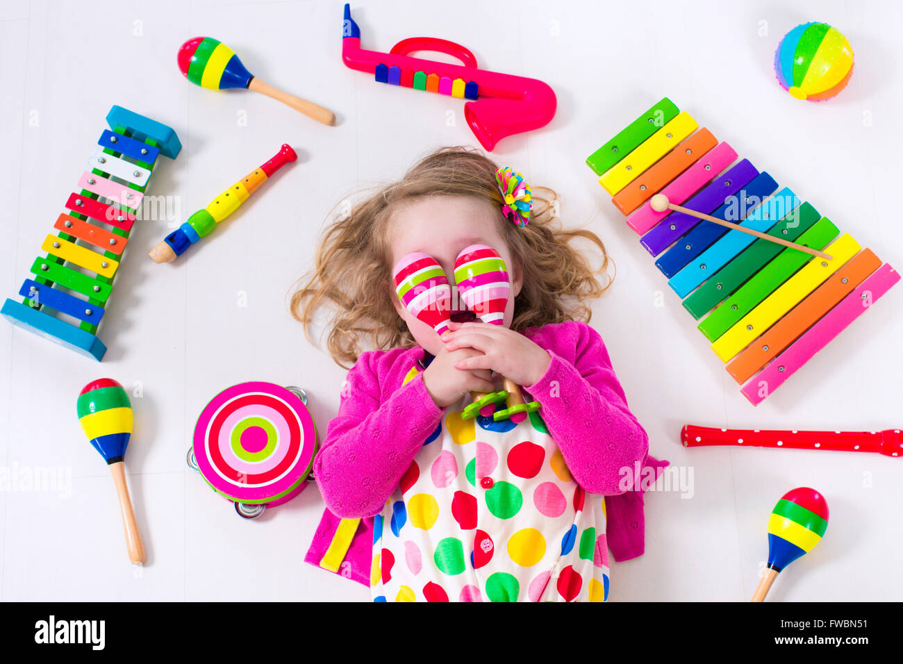 Child with music instruments. Musical education for kids. Colorful ...