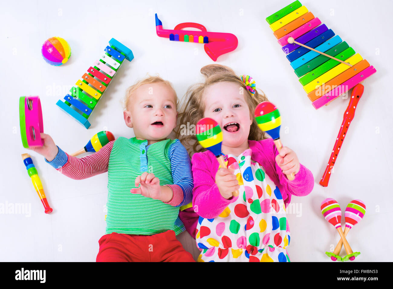 Child with music instruments. Musical education for kids. Colorful ...
