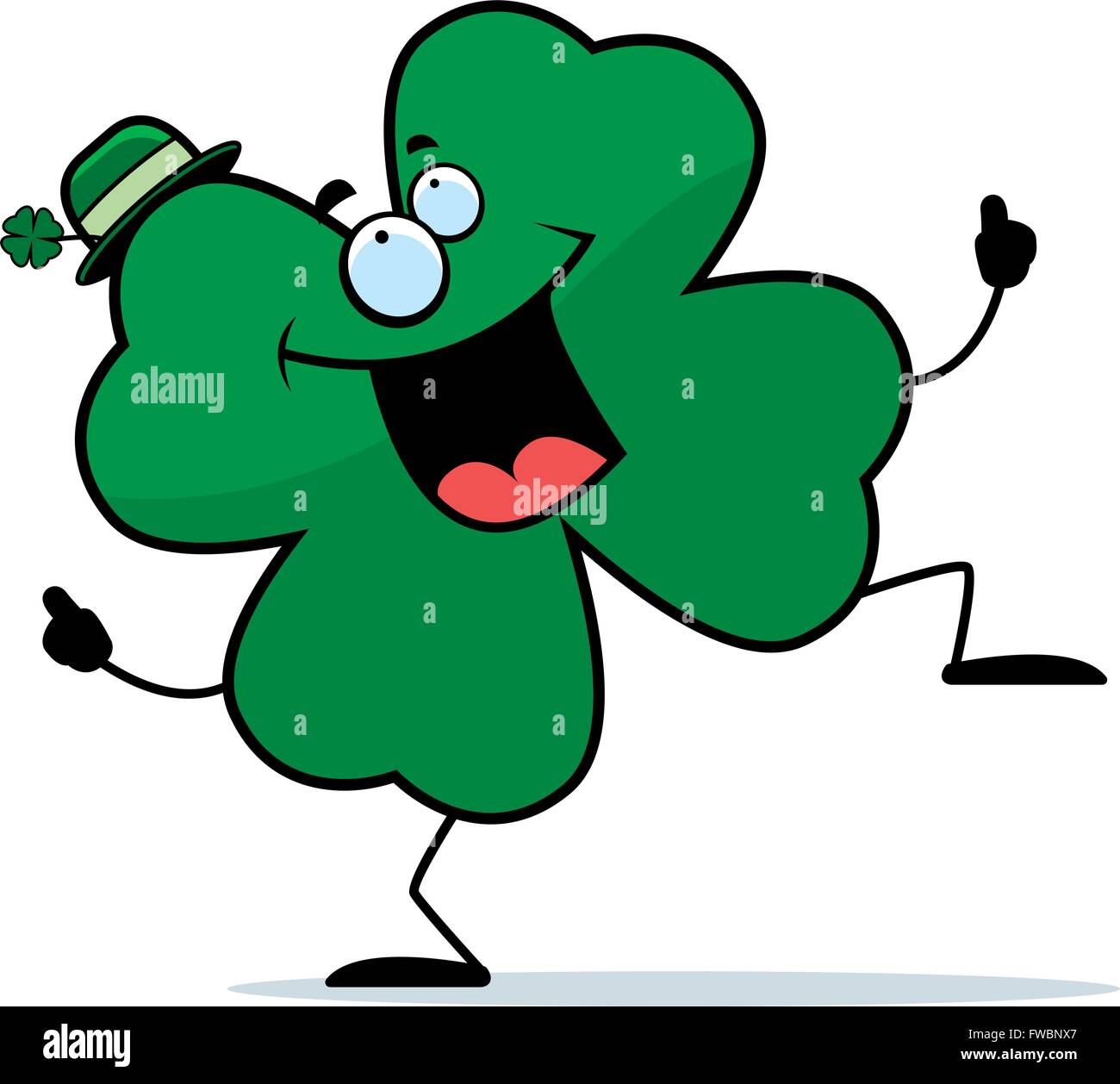 A happy cartoon four leaf clover dancing and smiling Stock Vector Image ...