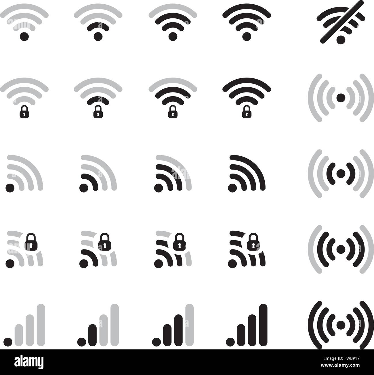 Set of different wifi connection black icons Stock Vector Image & Art - Alamy